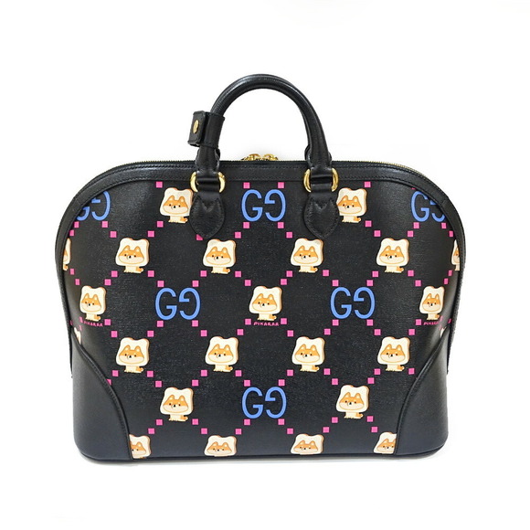 Gucci | Bags | Gucci Handbag Pikarar Black Shiba Inu Bread Leather ...